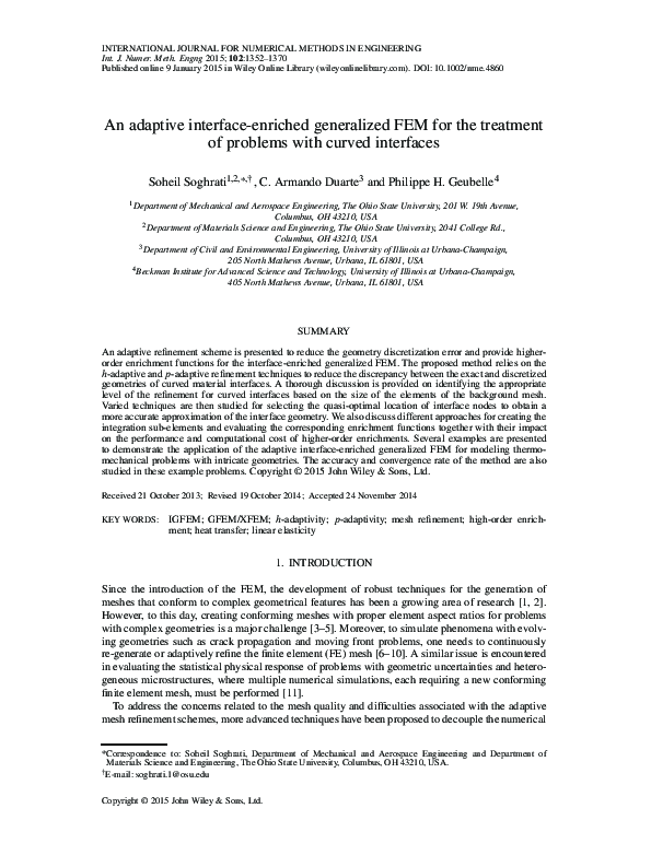 (PDF) An adaptive interface-enriched generalized FEM for the treatment ...