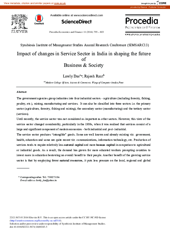 (PDF) Impact of Changes in Service Sector in India in Shaping the ...