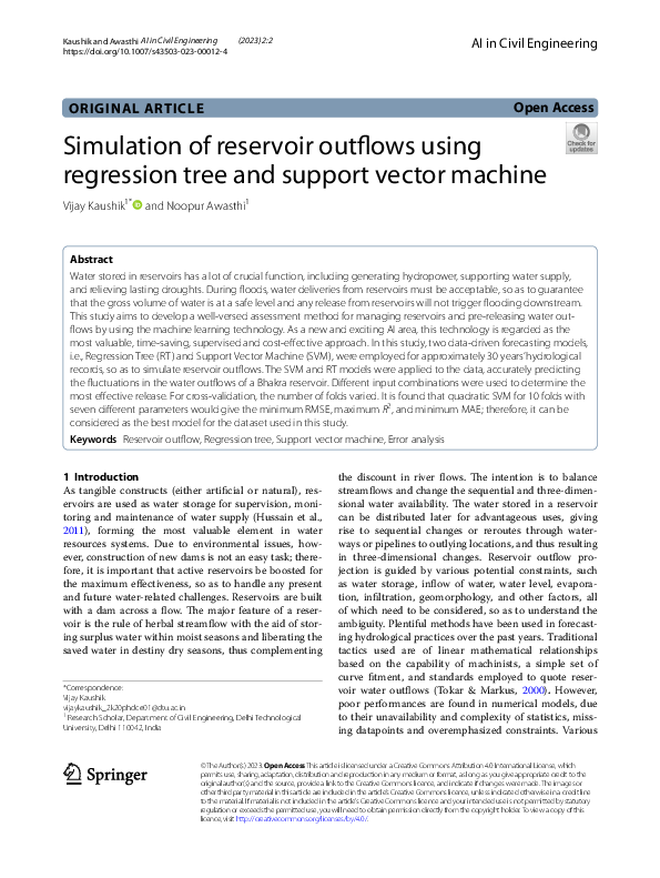 (PDF) Simulation of reservoir outflows using regression tree and ...