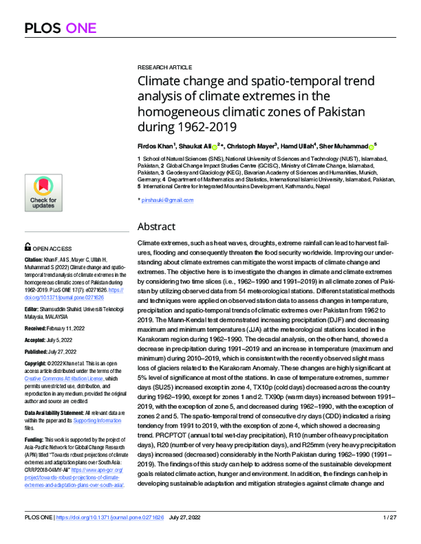 (PDF) Climate Change and Spatio-temporal Trend Analysis of Climate Extremes in the Homogeneous ...