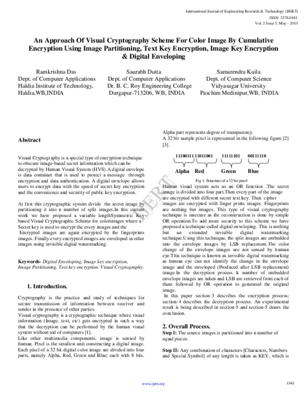 Pdf An Approach Of Visual Cryptography Scheme For Color Image By Cumulative Encryption Using
