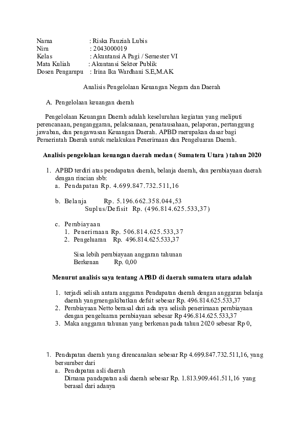 (DOC) Nama : Riska Fauziah Lubis Nim : 2043000019 Kelas : Akuntansi A ...