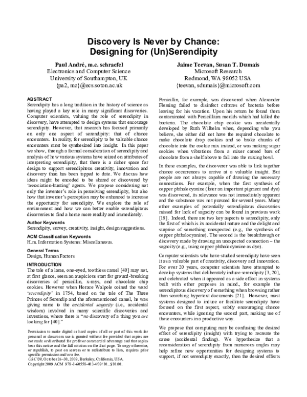 (PDF) Discovery is never by chance