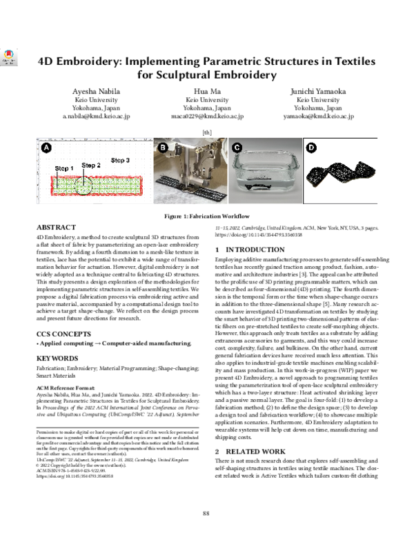 (PDF) 4D Embroidery: Implementing Parametric Structures in Textiles for ...
