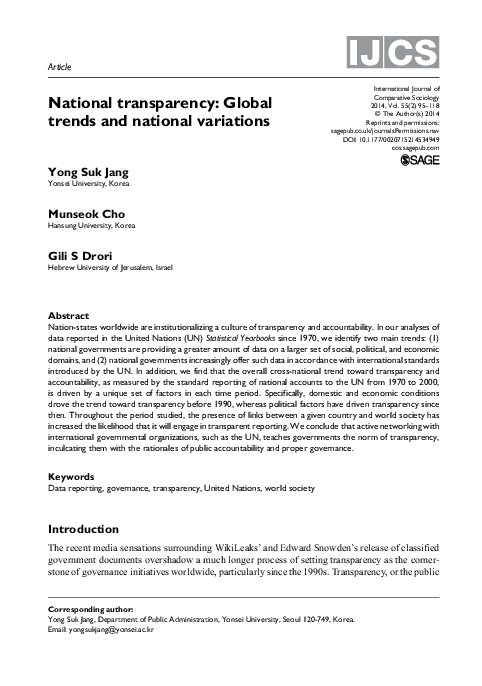 (PDF) National transparency: Global trends and national variations