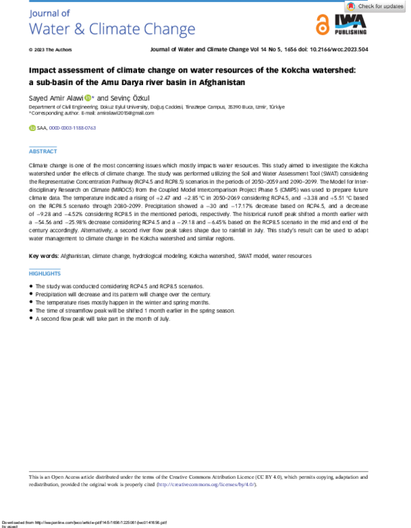 (PDF) Impact assessment of climate change on water resources of the ...