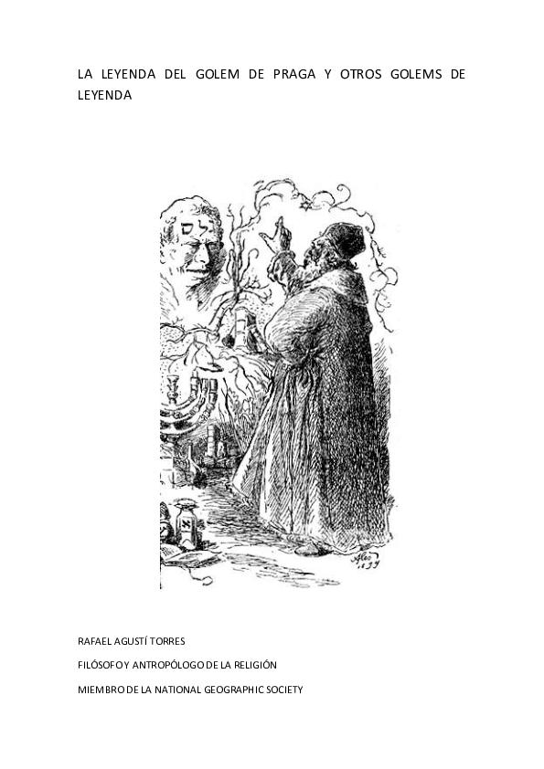 (PDF) LA LEYENDA DEL GOLEM DE PRAGA Y OTROS GOLEMS DE LEYENDA