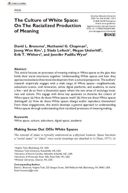 (PDF) The Culture of White Space: On The Racialized Production of Meaning
