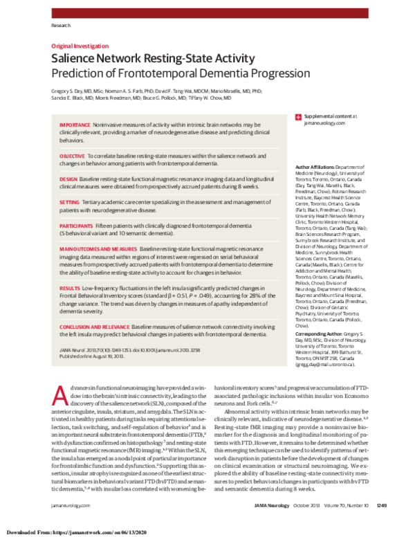 (PDF) Salience network resting-state activity prediction of ...