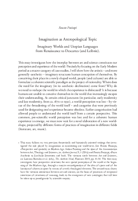 (PDF) Imagination as Antropological Topic. Imaginary Worlds and Utopian ...