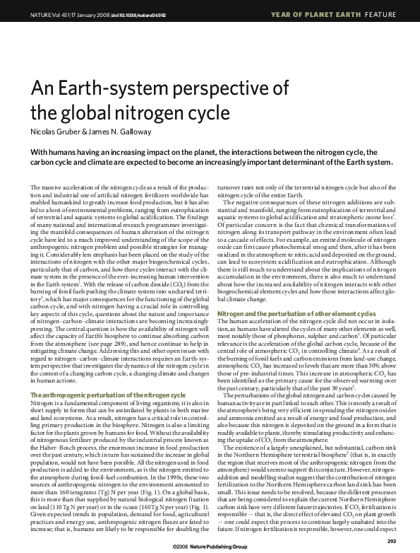 (PDF) An Earth-system perspective of the global nitrogen cycle