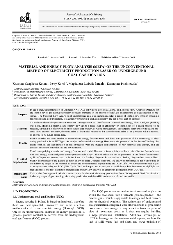 (PDF) Material and Energy Flow Analysis (Mefa) of the Unconventional ...