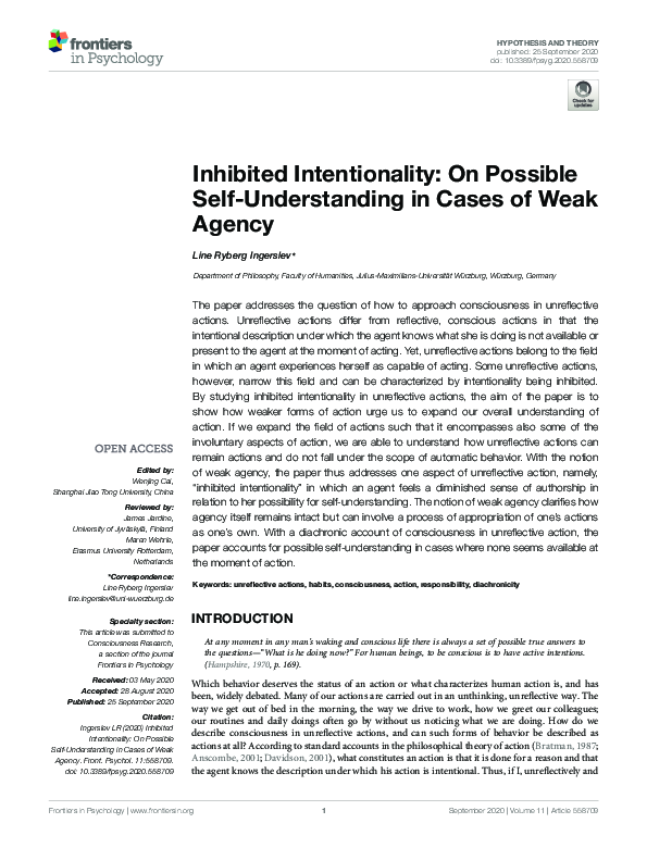 (PDF) Inhibited Intentionality: On Possible Self-Understanding in Cases ...