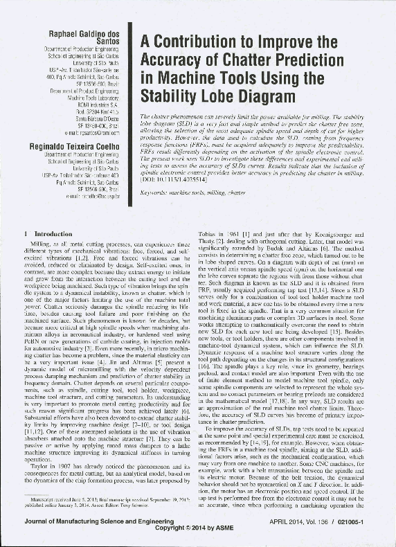 (PDF) A Contribution to Improve the Accuracy of Chatter Prediction in Machine Tools Using the ...