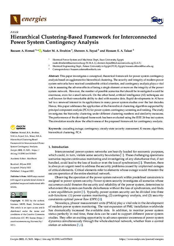 Pdf Hierarchical Clustering Based Framework For Interconnected Power
