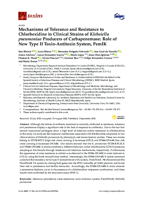 (PDF) Mechanisms of Tolerance and Resistance to Chlorhexidine in ...