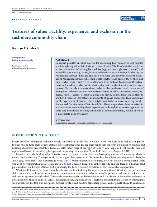 (PDF) Textures of value: Tactility, experience, and exclusion in the ...