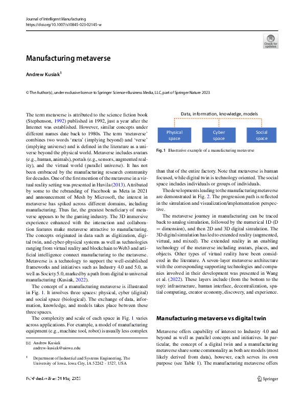 (PDF) Manufacturing metaverse
