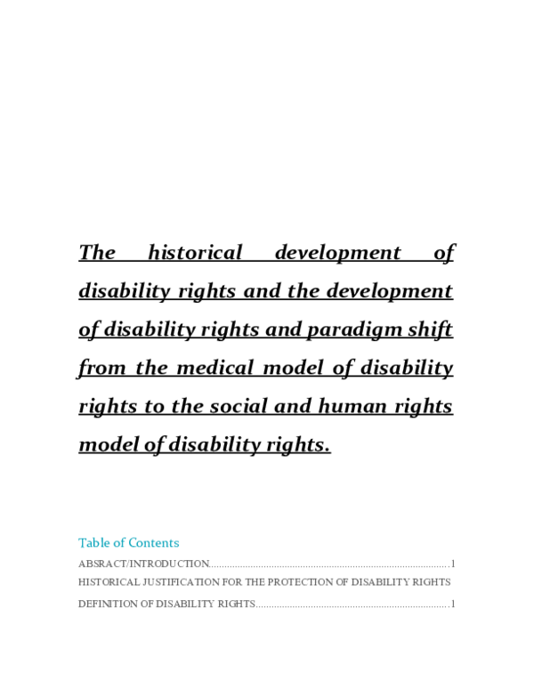 (DOC) TRACING THE SHIFT FROM A MEDICAL MODEL TO A SOCIAL AND HUMAN ...