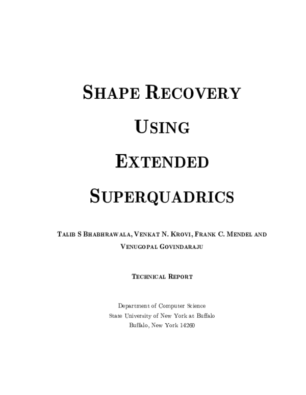 (PDF) Shape Recovery Using Extended Superquadrics