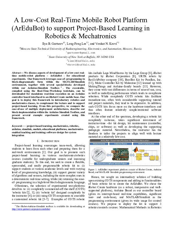 (PDF) A Low-Cost Real-Time Mobile Robot Platform (ArEduBot) to support Project-Based Learning in ...
