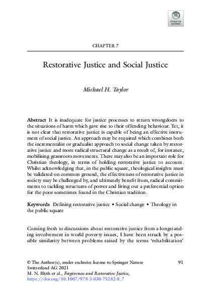 (PDF) Restorative Justice and Social Justice
