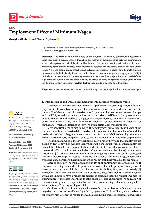 (PDF) Employment Effect of Minimum Wages