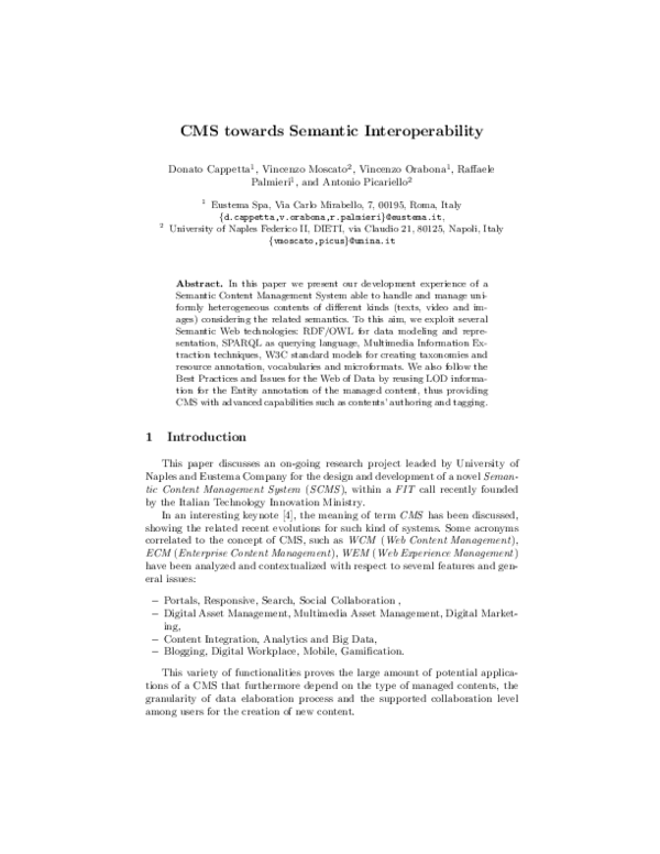 (PDF) CMS towards Semantic Interoperability
