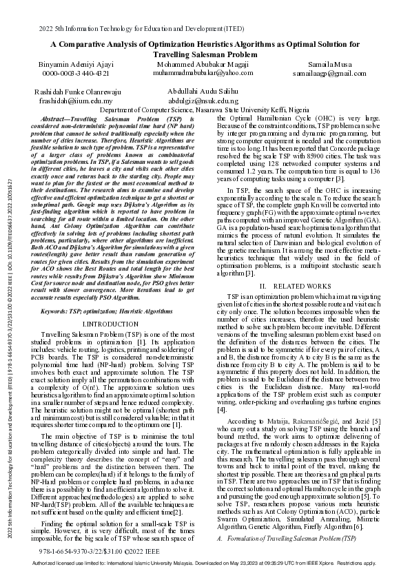 (PDF) A Comparative Analysis of Optimization Heuristics Algorithms as Optimal Solution for ...