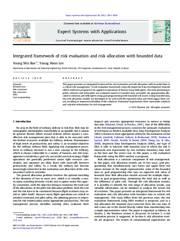 (PDF) Integrated framework of risk evaluation and risk allocation with ...