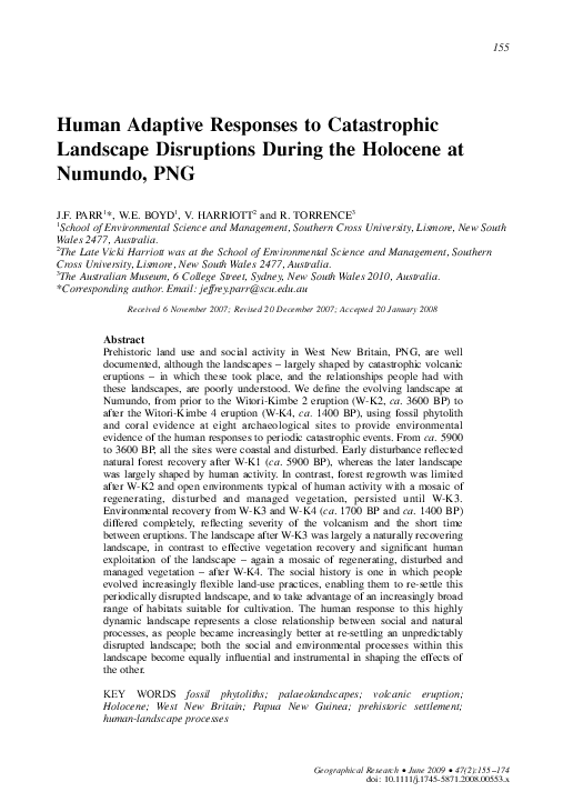(PDF) Human Adaptive Responses to Catastrophic Landscape Disruptions ...