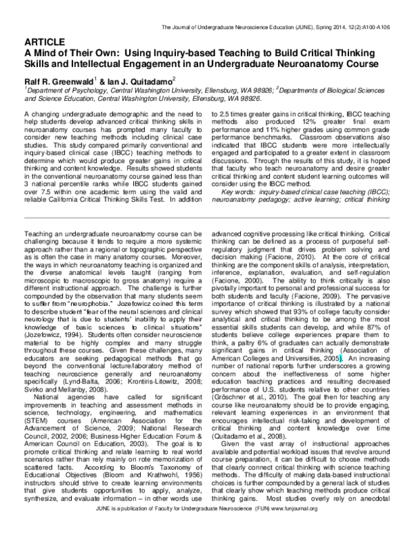 (PDF) A Mind of Their Own: Using Inquiry-based Teaching to Build ...