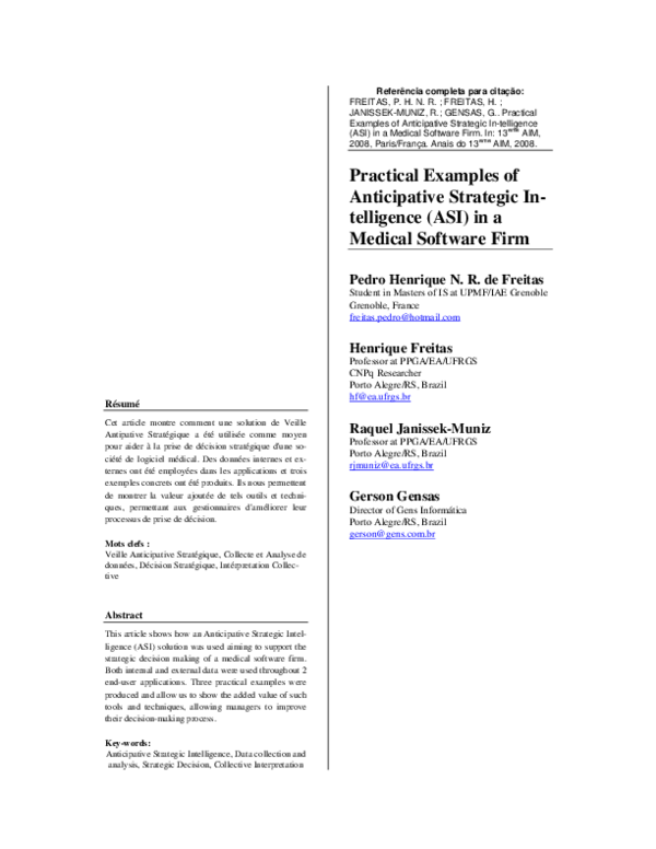 (PDF) Practical Examples of Anticipative Strategic In telligence (ASI ...