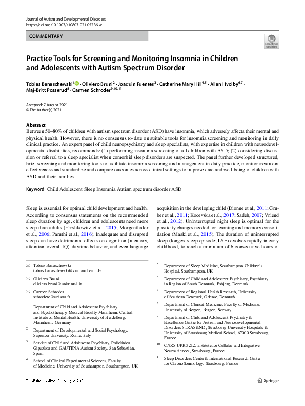 (PDF) Practice Tools for Screening and Monitoring Insomnia in Children ...
