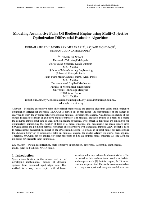 (PDF) Modeling Automotive Palm Oil Biodiesel Engine using Multi-Objective Optimization ...