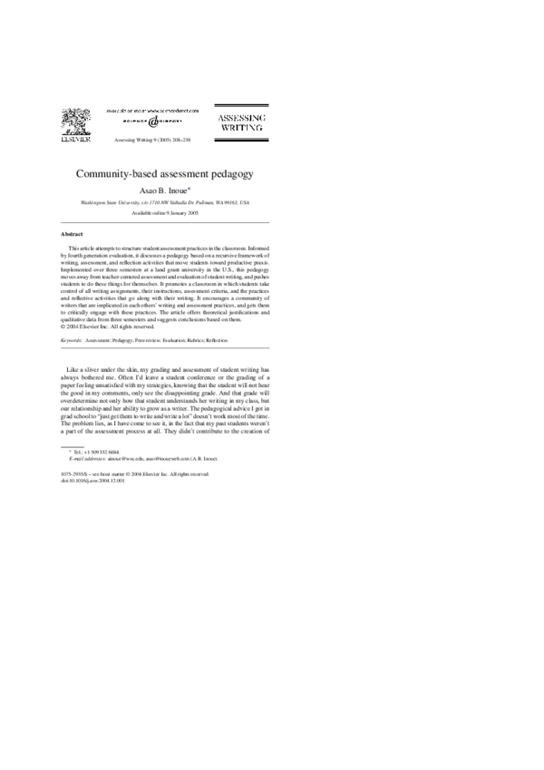 (PDF) Community-based assessment pedagogy