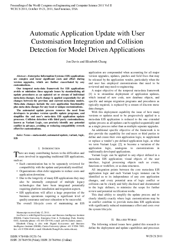 (PDF) Automatic Application Update with User Customisation Integration and Collision Detection ...
