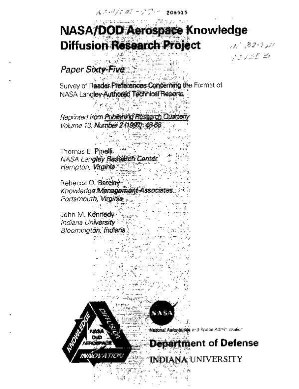 (PDF) NASA/DOD Aerospace Knowledge Diffusion Research Project. Paper 61 ...