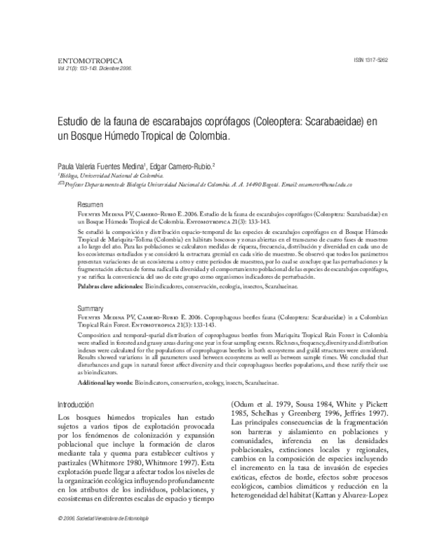 (PDF) Coprophagous beetles fauna (Coleoptera: Scarabaeidae) in a ...