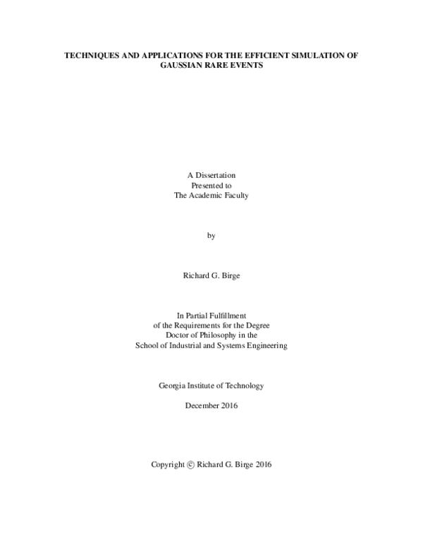 (PDF) Techniques and Applications for the Efficient Simulation of Gaussian Rare Events
