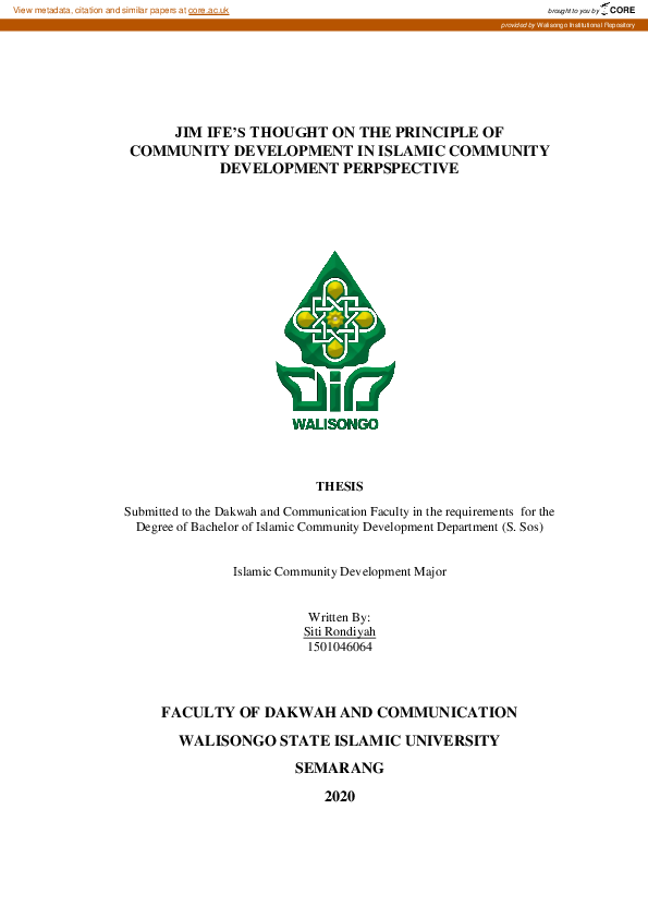 (PDF) Jim Ife’s thought on the principle of community development in ...
