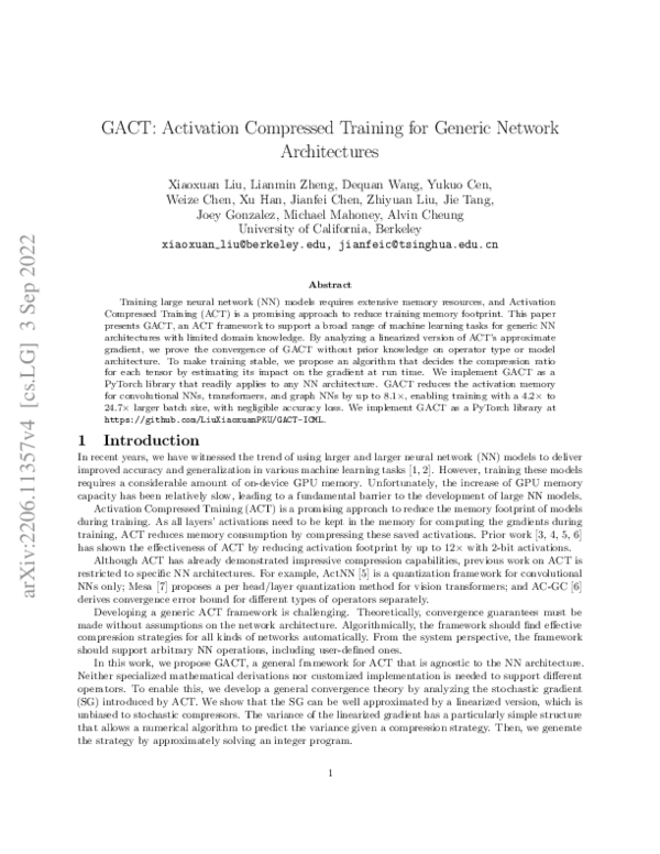 (PDF) GACT: Activation Compressed Training for Generic Network ...