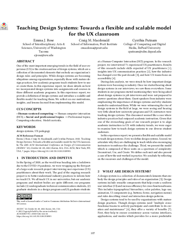 (PDF) Teaching Design Systems: Towards a flexible and scalable model ...