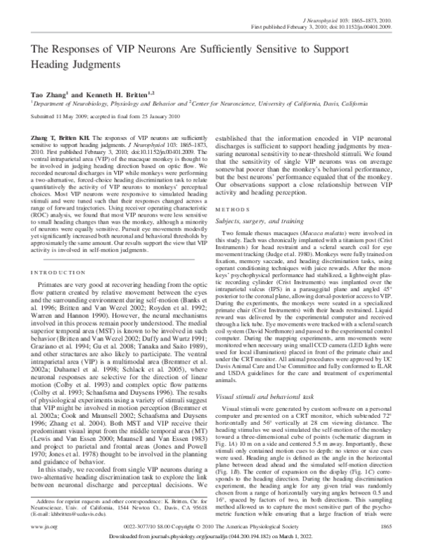 (PDF) The Responses of VIP Neurons Are Sufficiently Sensitive to ...