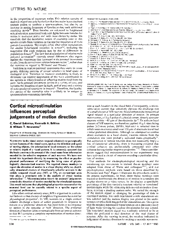 (PDF) Cortical microstimulation influences perceptual judgements of ...