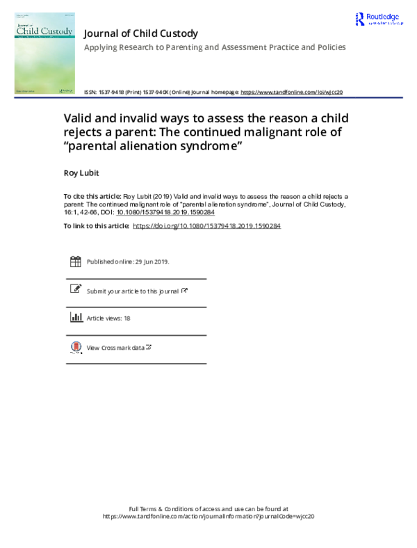 (PDF) Valid and invalid ways to assess the reason a child rejects a ...