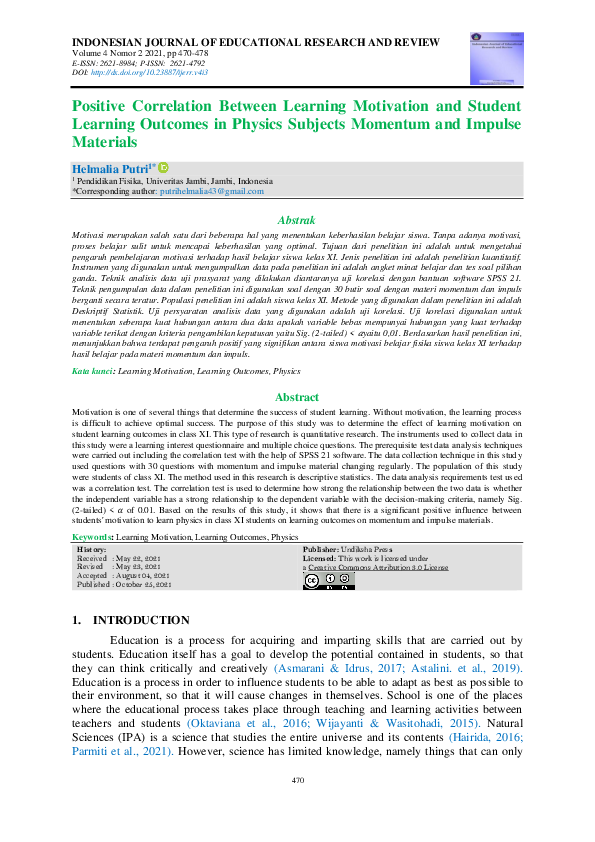 (PDF) Positive Correlation Between Learning Motivation and Student ...
