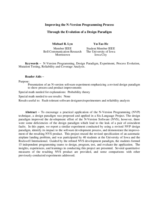 (PDF) Improving the N-version programming process through the evolution ...