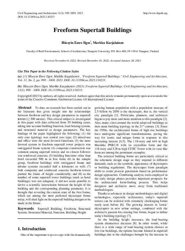 (PDF) Freeform Supertall Buildings