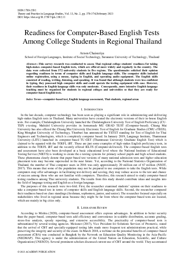 (PDF) Readiness for Computer-Based English Tests Among College Students ...